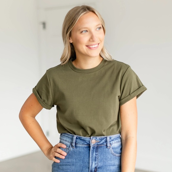 Inherit | Tops | Short Sleeve Essential Basic Tee Olive Xl | Poshmark